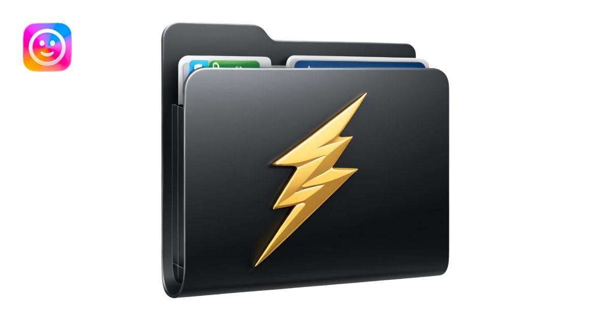 black folder flash file with a finances logo emoji | AI Emoji Generator