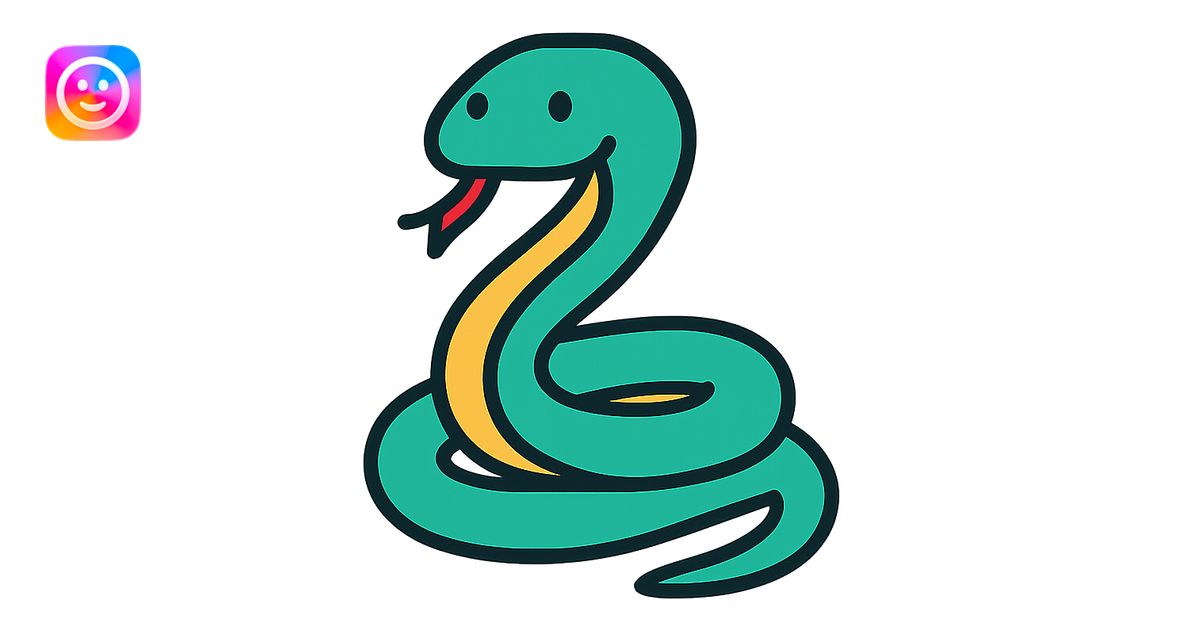 snake, lineal color icon with black outlines, simple and modern icon ...
