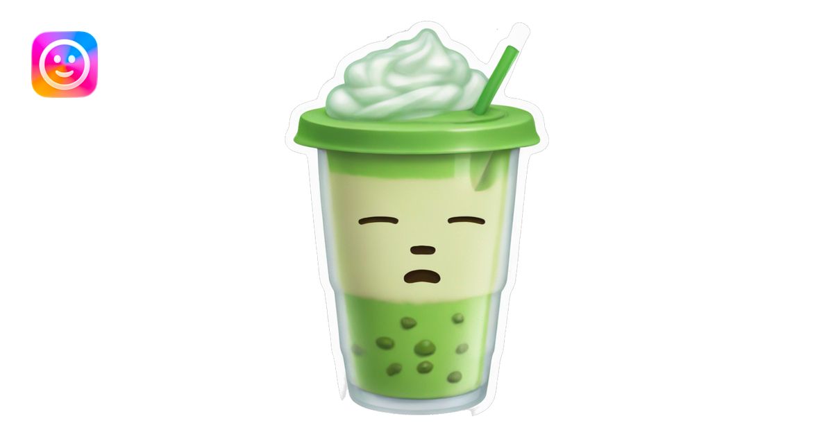 Iced Matcha latte sippy lid emoji | AI Emoji Generator