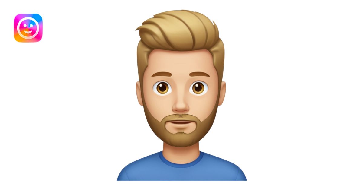 Chico joven con barba cara alargada y tupé emoji | AI Emoji Generator
