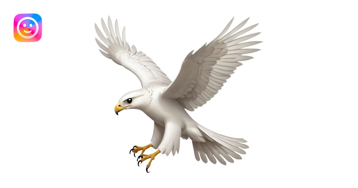 a completely white hawk flying emoji | AI Emoji Generator