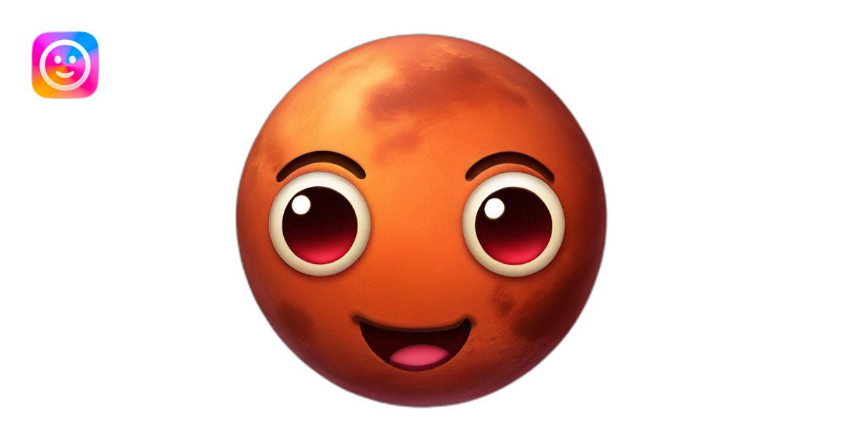 planet mars with a cartoon smiling face with heart-eyes emoji | AI ...