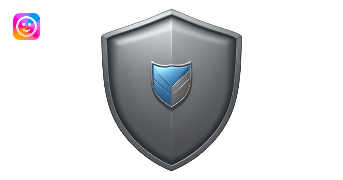 Steel gray shield with bicep flex icon emoji | AI Emoji Generator