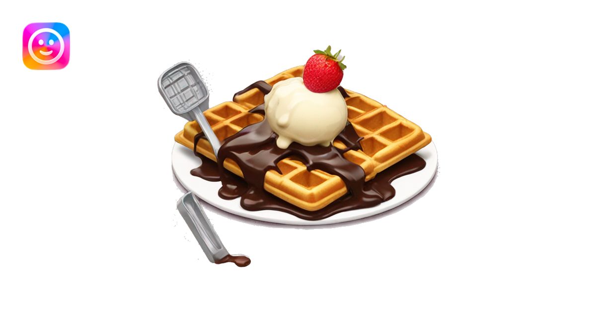 Scrumptious waffles with dripping chocolate and ice cream scoop on the ...