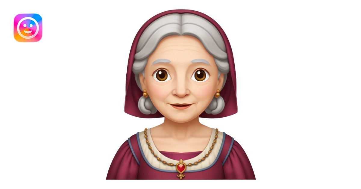 The kind and amiable grandmother in medieval fairy tales emoji | AI ...