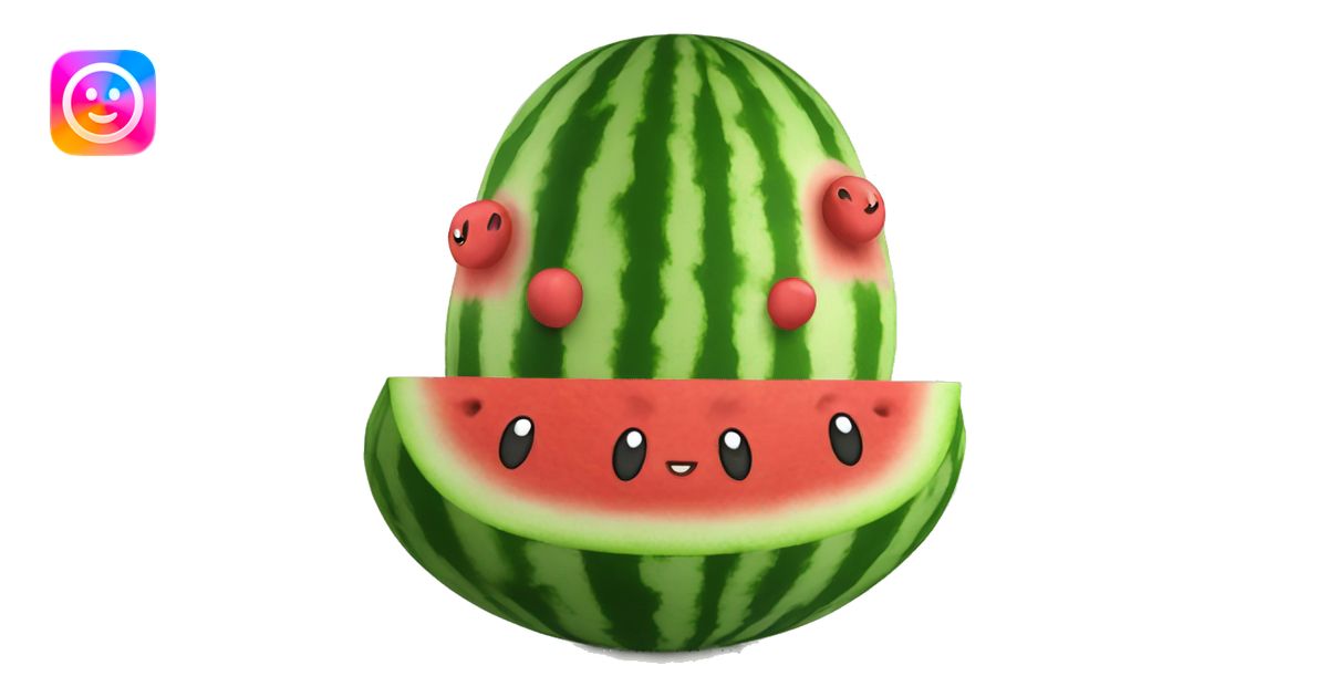 Watermelon with arms and legs and face emoji | AI Emoji Generator