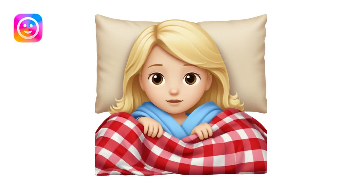 Blonde little girl laying on the couch with a blanket emoji | AI Emoji ...