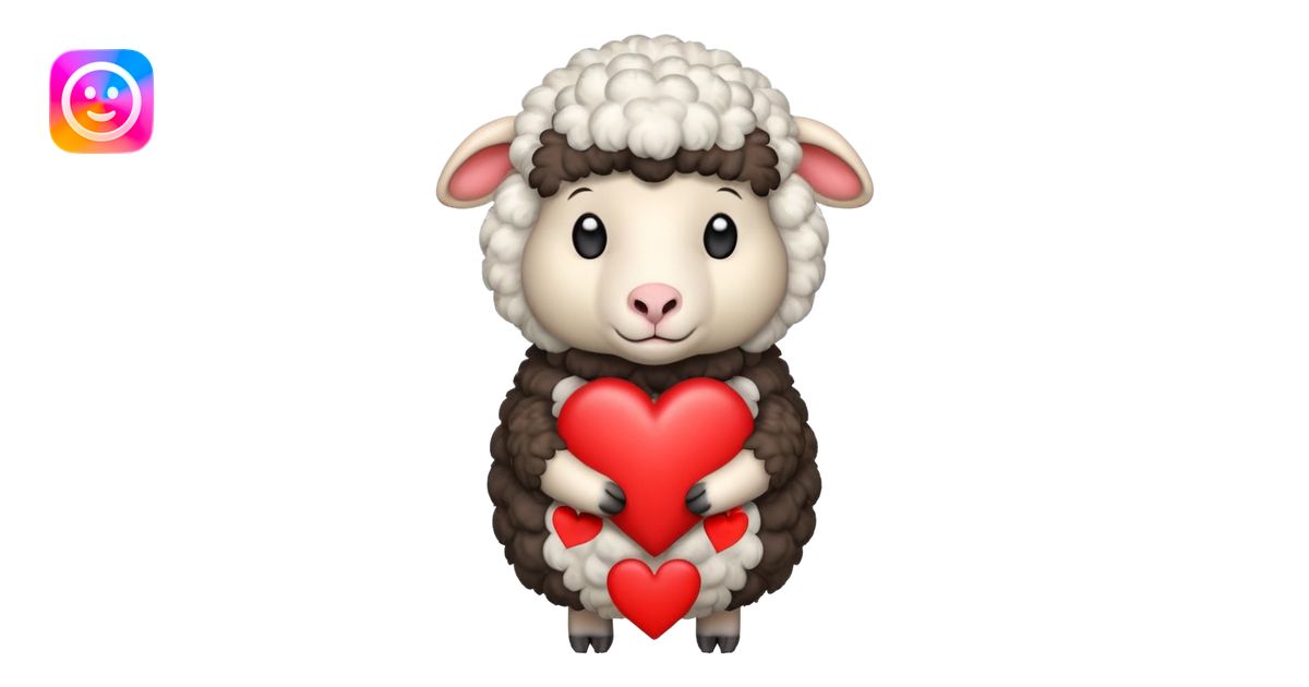 make an emoji with a red sheep. but make a sheep with a heart. but make ...