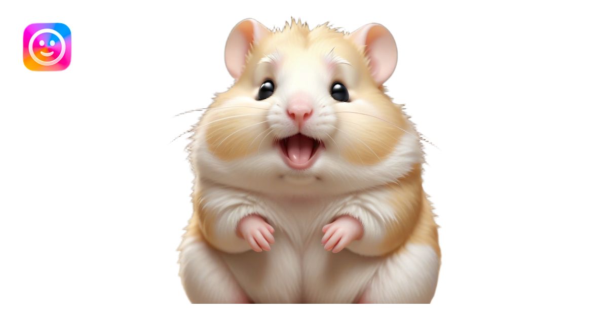 Cinematic Cute Yawning Cream Hamster Portrait Emoji, Head tilted ...