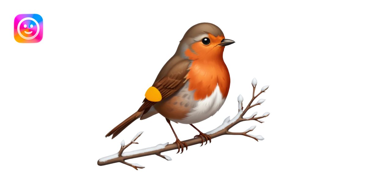Robin bird with snow emoji emoji | AI Emoji Generator