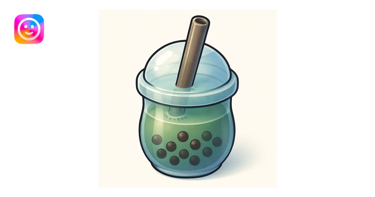 bubble tea cup with a rounded cute lid, blue cup, green drink inside ...