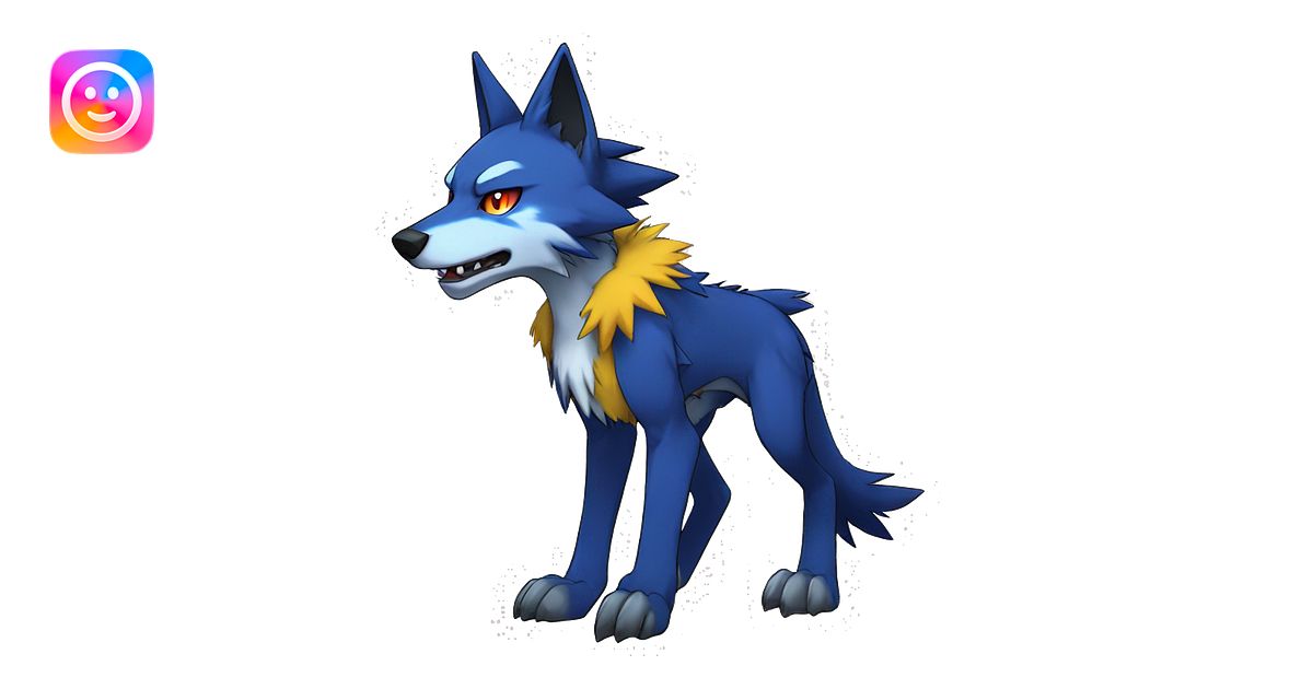 Edgy Colorful Digimon-Fakemon-Wolf full body emoji | AI Emoji Generator