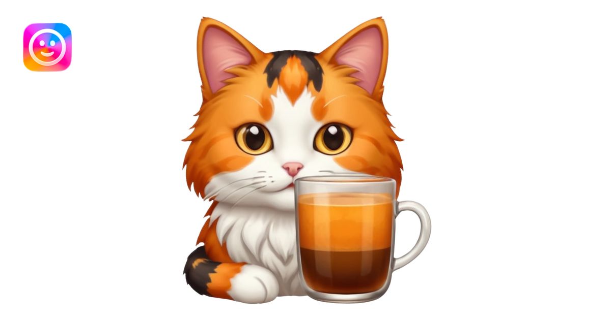calico cat drinking chai emoji | AI Emoji Generator