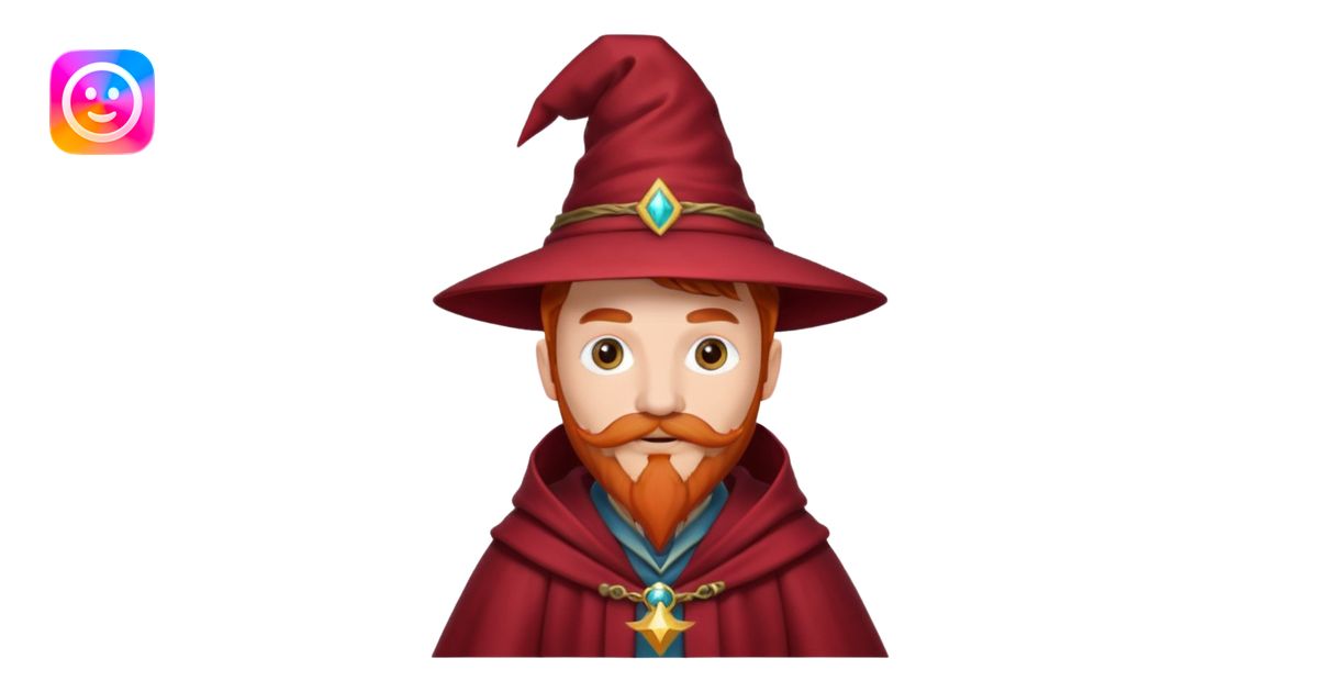 red haired wizard with mustache emoji | AI Emoji Generator