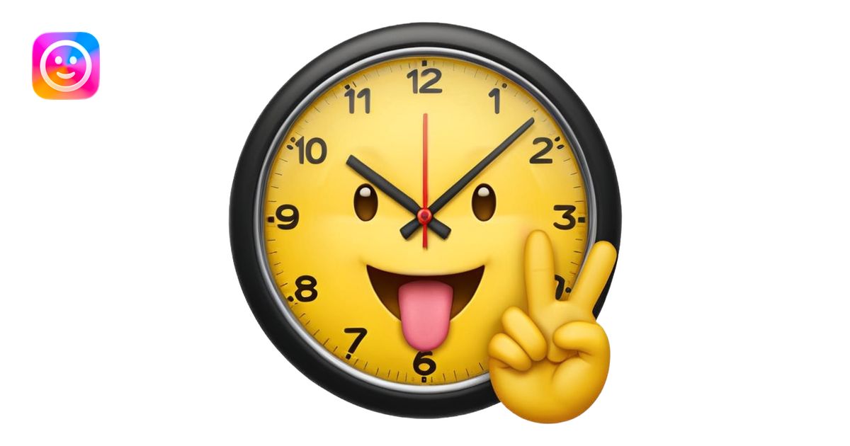 A yellow emoji doing the clock it sign(2 fingers together clicking ...