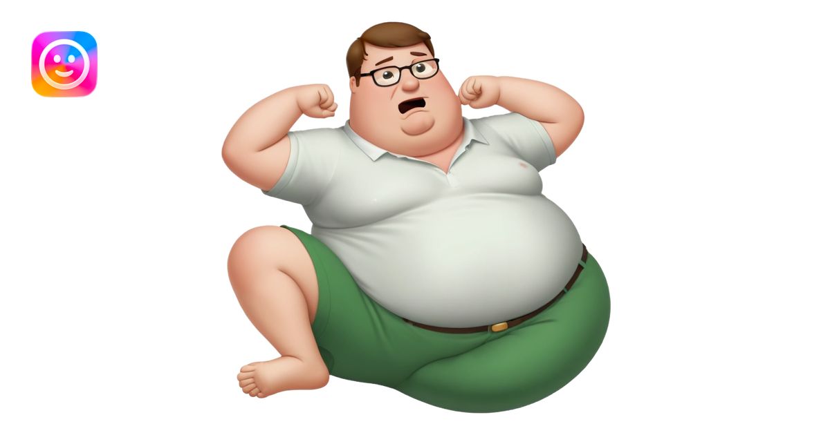 Peter Griffin from Family Guy with a very large pregnant belly, laying ...
