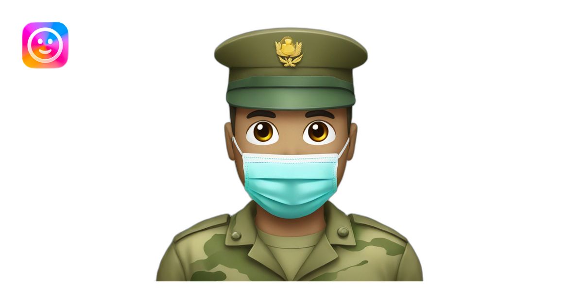 a military Head in a Medical masks emoji | AI Emoji Generator