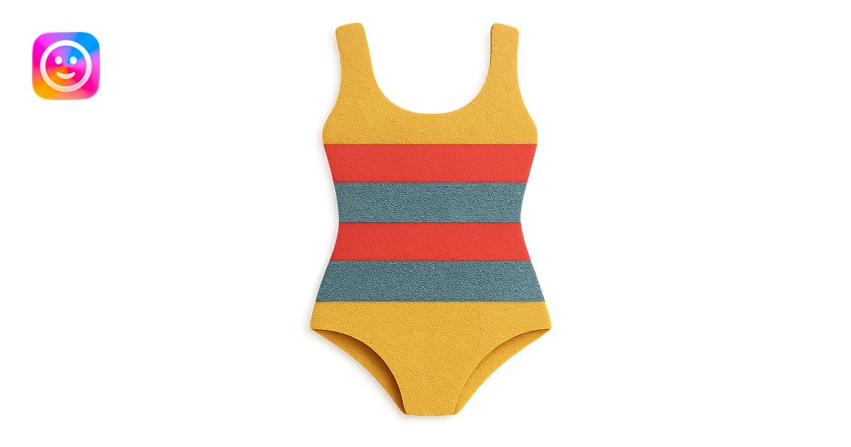 retro striped swimsuit, paper-craft style illustration illustration ...