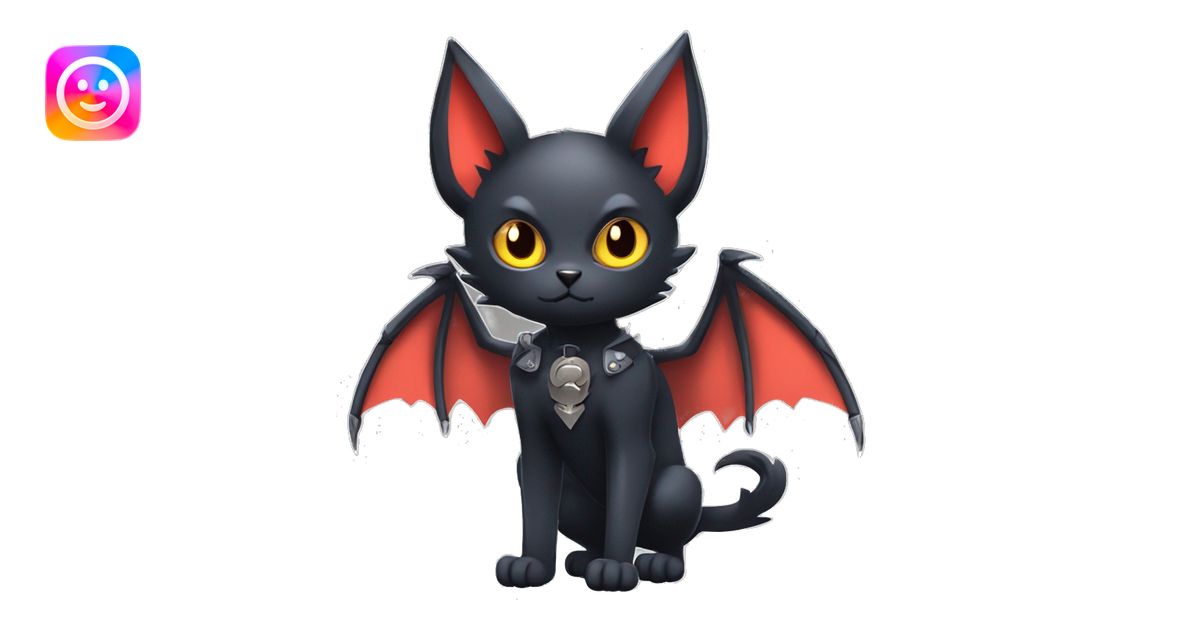 Black Edgy Kawaii Punk-Gothic Bat-winged Litten-Bat-cat-Fakemon full ...