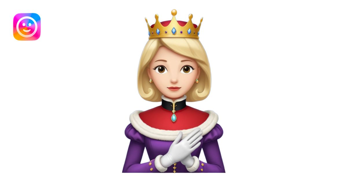 A dignified queen with high collar gown, gloved hands, and classic ...