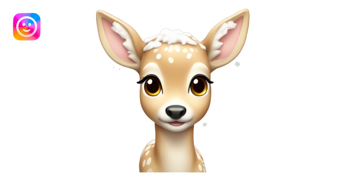 cute light colored fawn with snow on it with blush emoji | AI Emoji ...