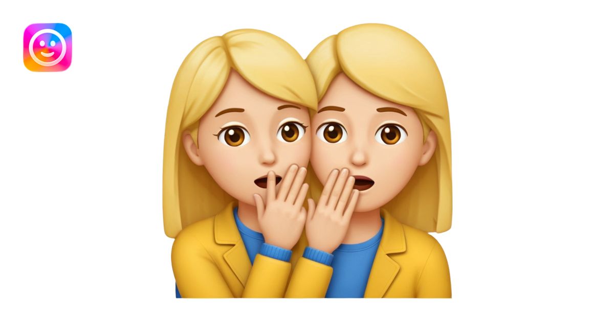 Emoji of two people, one whispering into the other’s ear with a hand ...