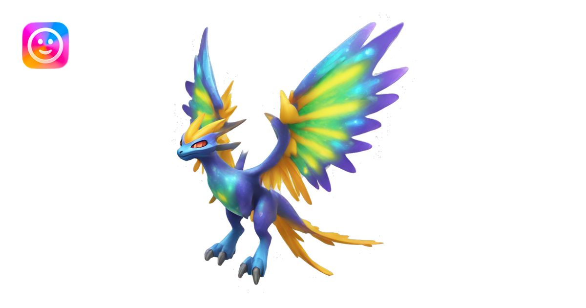 Celestial Colorful Vibrant Colors Flying Futuristic Fakémon-Legendary ...