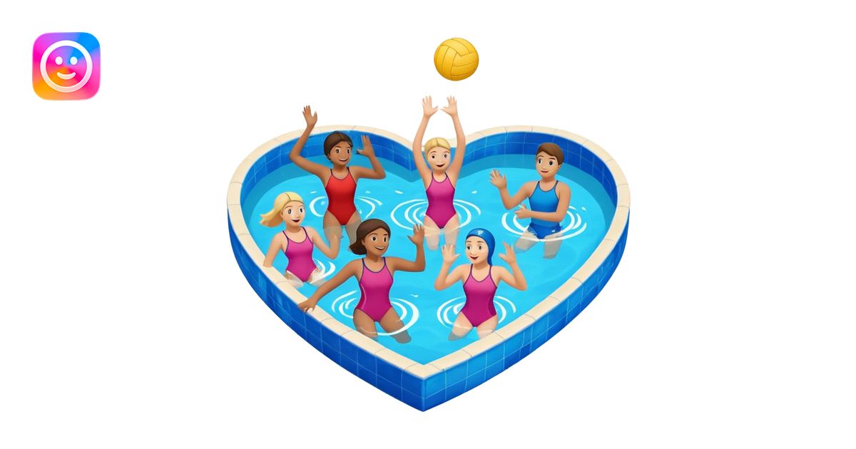 Natación y voley en un corazón de color emoji | AI Emoji Generator