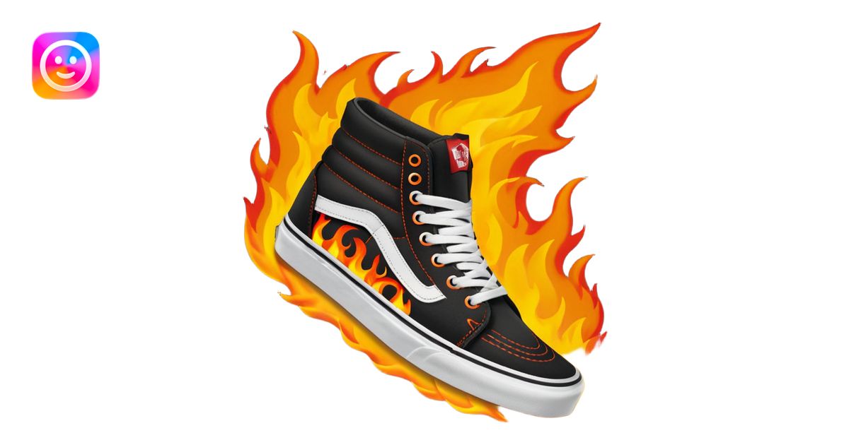 Vans shoes black skate and fire in front logo write irish khan on fire ...