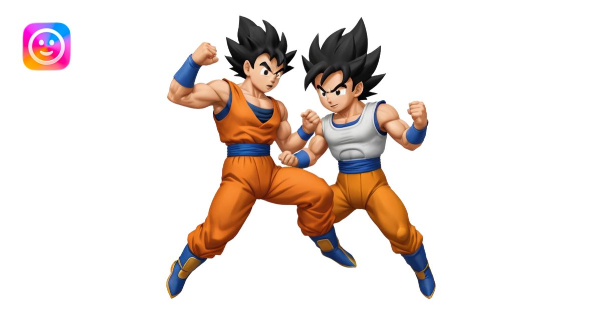 Goku flying fast Crashes Vegeta emoji | AI Emoji Generator