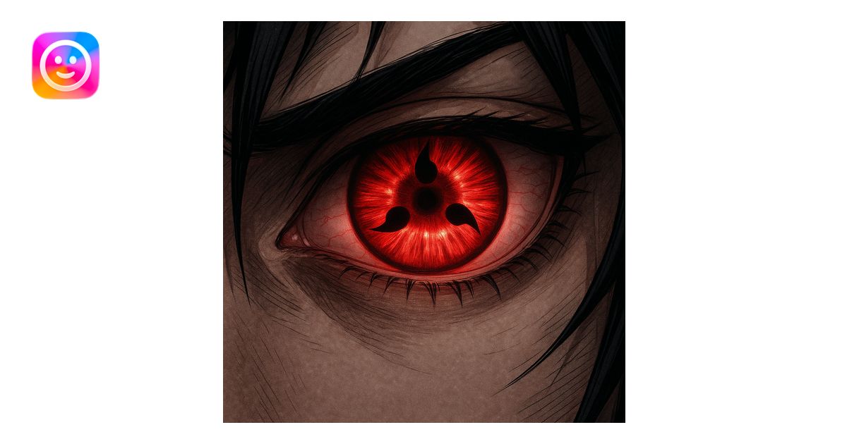 sharingan eye, highly detailed, glowing red, black tomoe, anime style ...