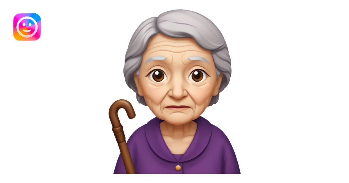 Grandma walking using a cane with a hunchback emoji | AI Emoji Generator