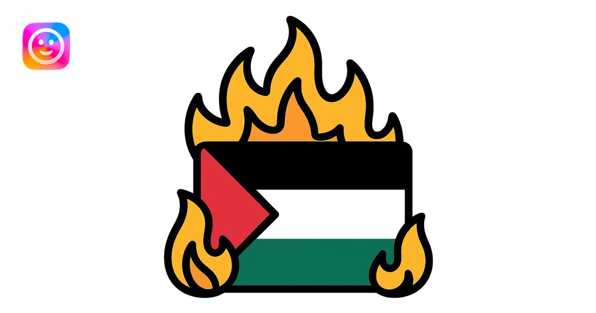 Palestine flag burning with stylized flames icon icon | AI Emoji Generator
