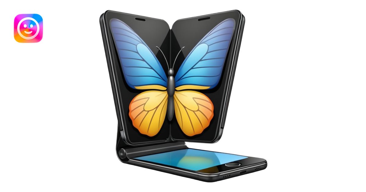 Foldable phone halfway open. emoji | AI Emoji Generator