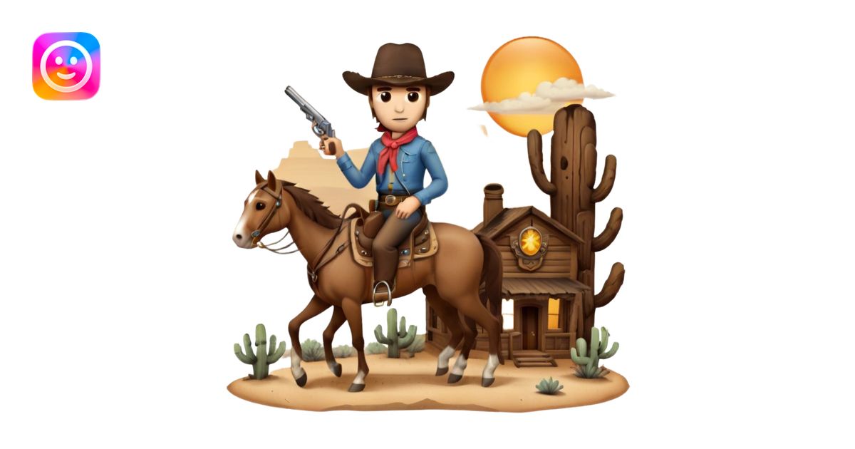 Icon for Western: A dramatic scene with cowboys on horseback, a dusty ...