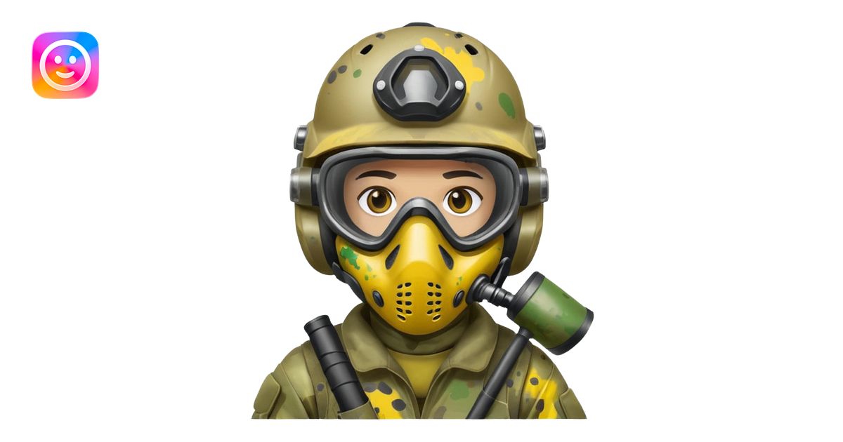 paintball player dirty with colors emoji | AI Emoji Generator
