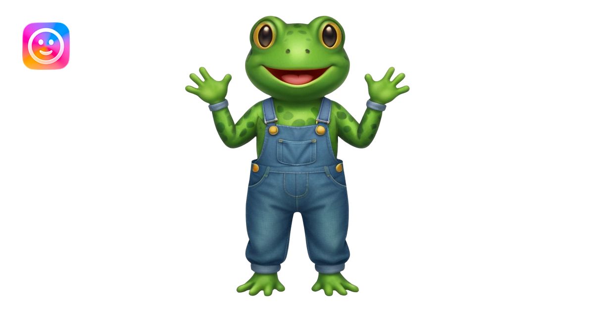 happy frog in overalls emoji | AI Emoji Generator