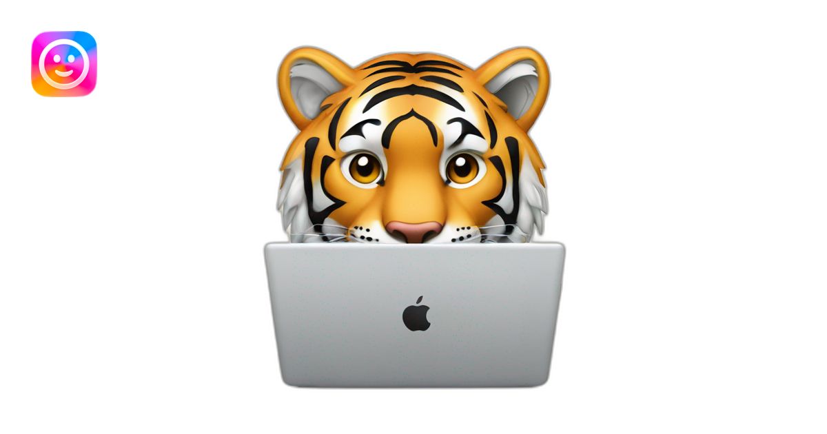 tiger coding in laptop emoji | AI Emoji Generator