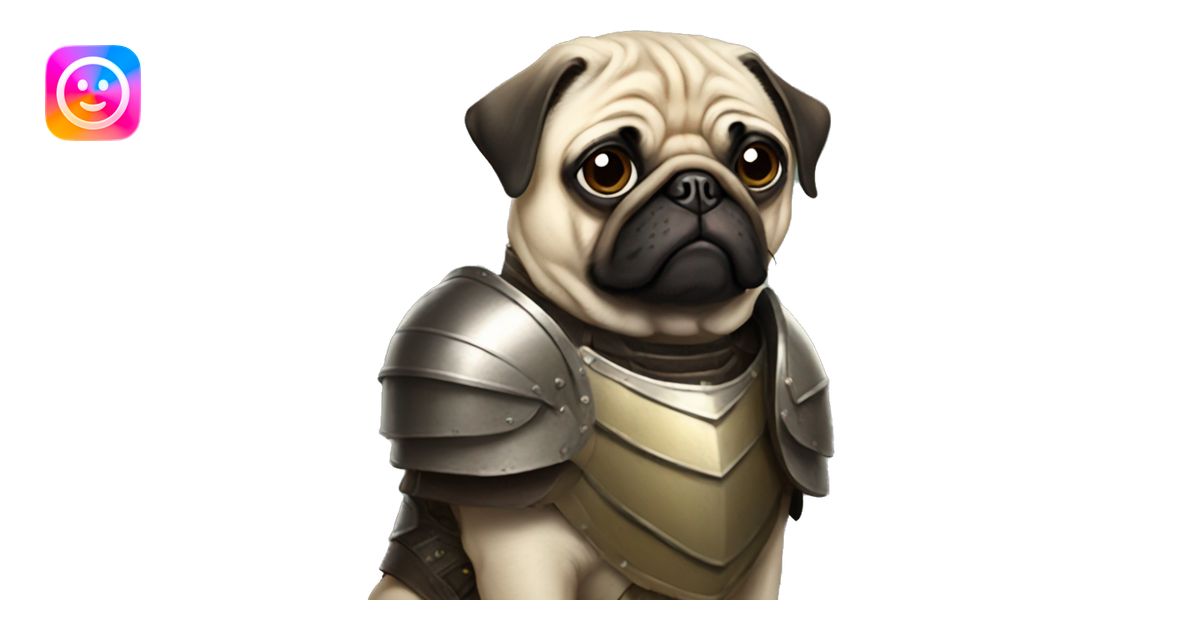 pug in protective armor emoji | AI Emoji Generator