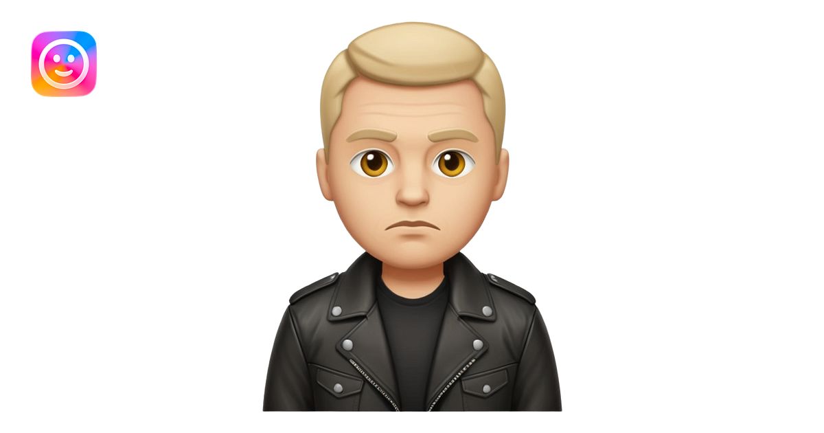 Russian 1990s gangster emoji, leather jacket,, serious face, cartoon ...