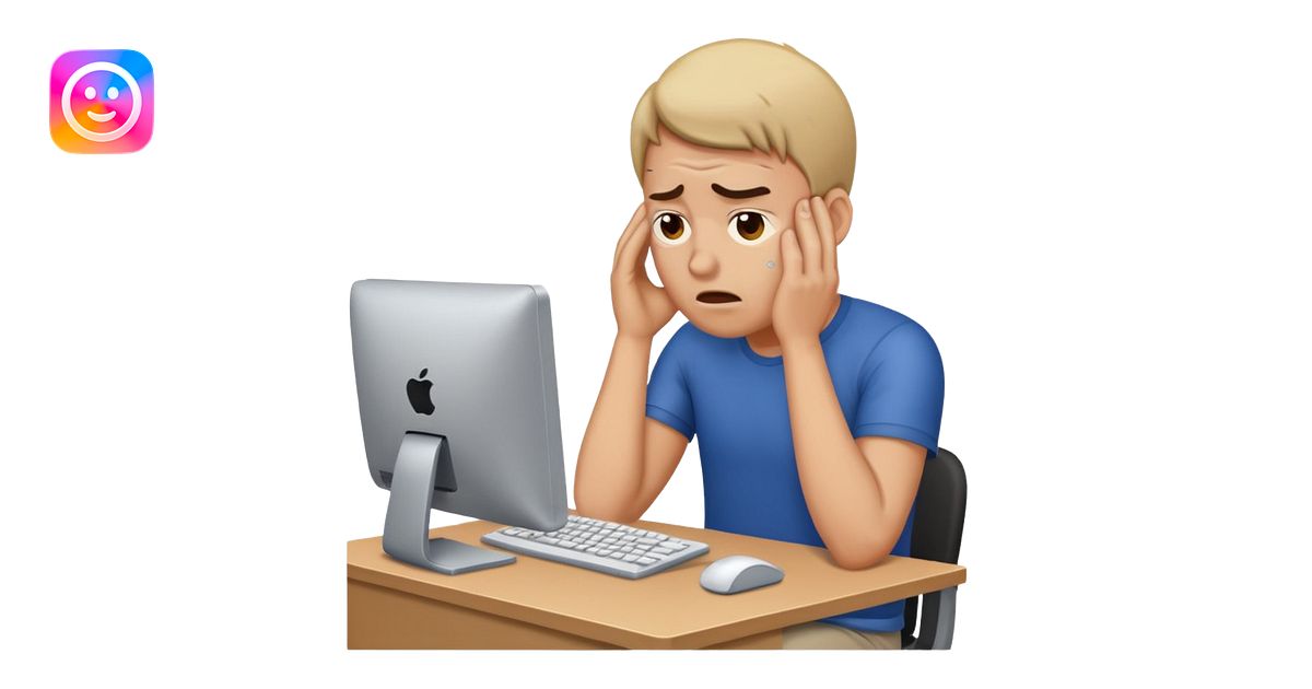 man struggling on computer emoji | AI Emoji Generator