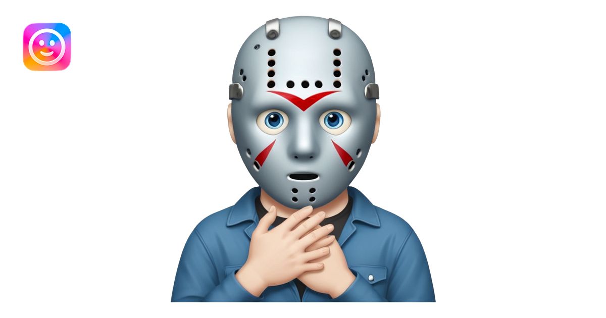 Jason Voorhees, looking cute, with his hands clasped in front of him ...