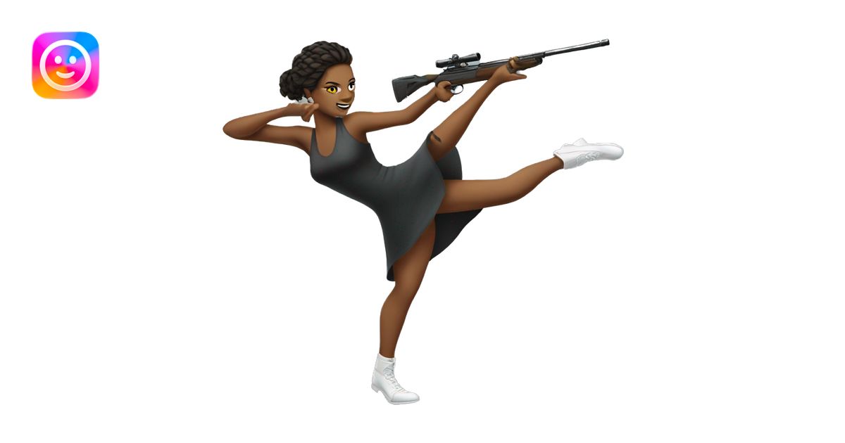 Sniper doing a high kick in a dress emoji | AI Emoji Generator