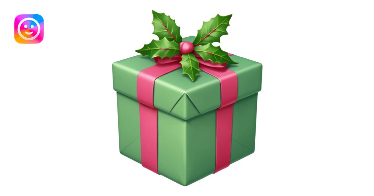 christmas gift with mistletoe magic color and peppermint pink bow emoji ...