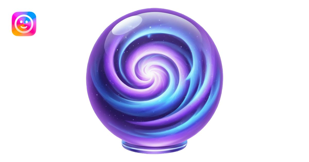 a glass sphere filled with swirling purple and blue dust, glowing, 3d ...