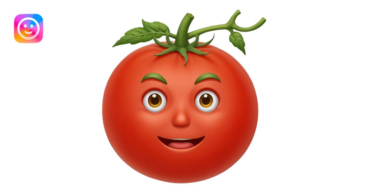 Eine Tomate mit Gesicht welche Arme hat und Beine in Strich form hat ...