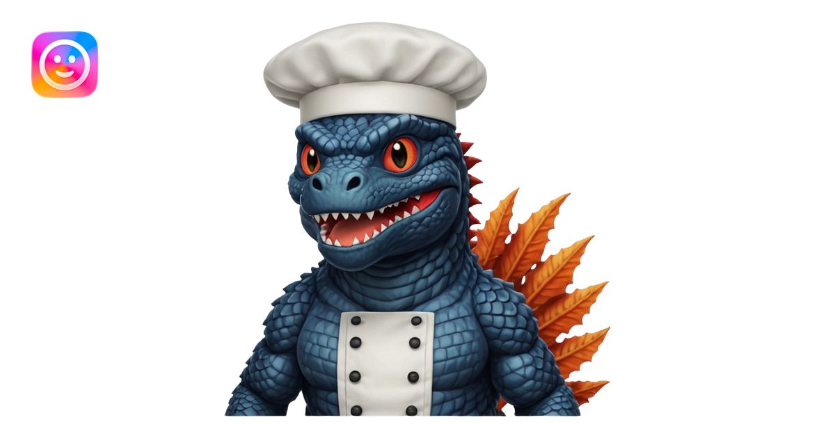 Black Godzilla that looks like the movies with a chef hat emoji | AI ...