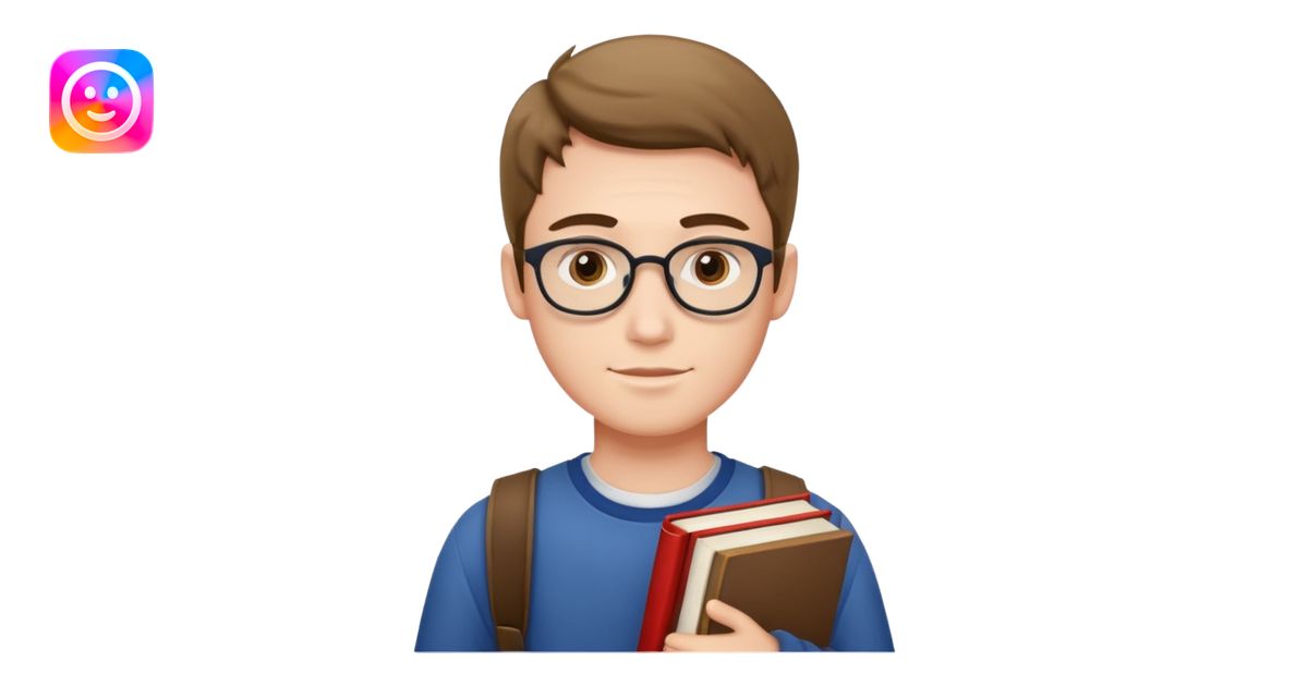 estudiante con libros pero hommbre emoji | AI Emoji Generator