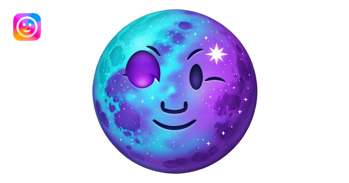 glitter purple and cian moon emoji | AI Emoji Generator