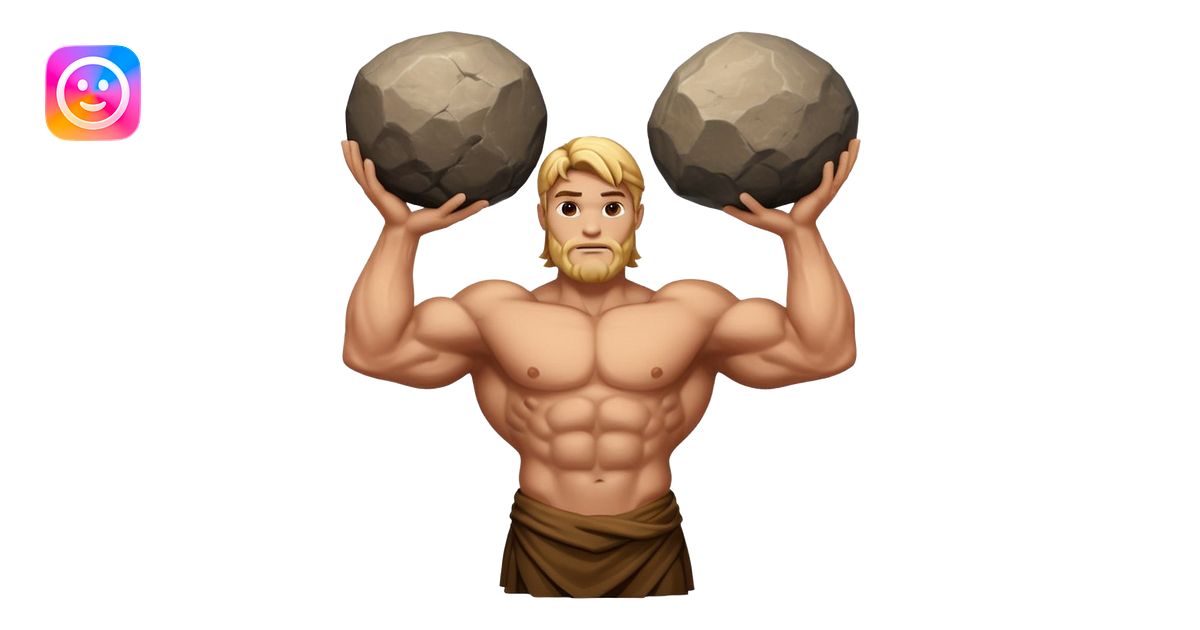 Atlas the greek god with a big rock emoji | AI Emoji Generator